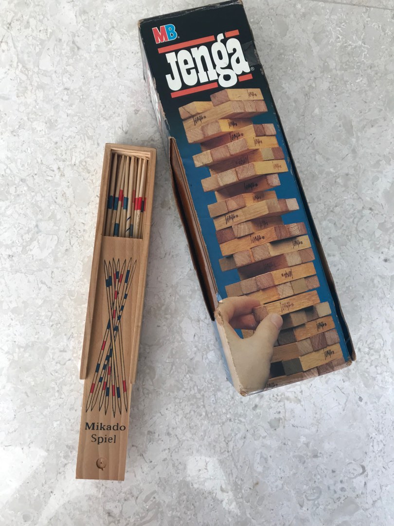 2x Skills Game: Hasbro Jenga & Wooden Pick-Up Sticks, Hobbies & Toys ...