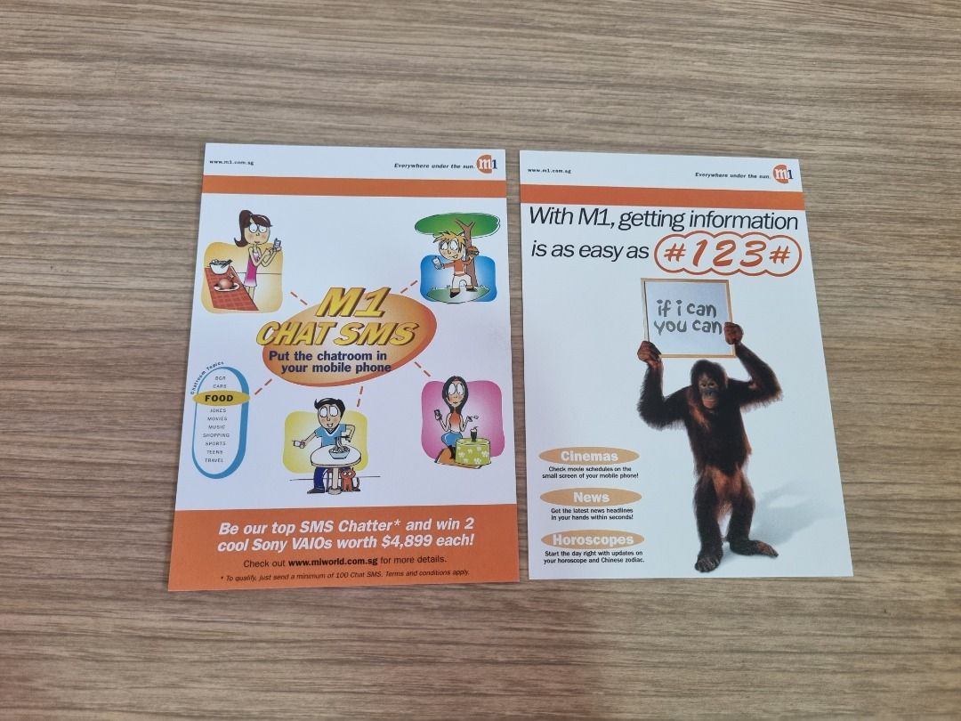 💥 1 Set Vintage Promotional Advertisement Postcards - M1 Chat SMS Postcard, Hobbies & Toys ...