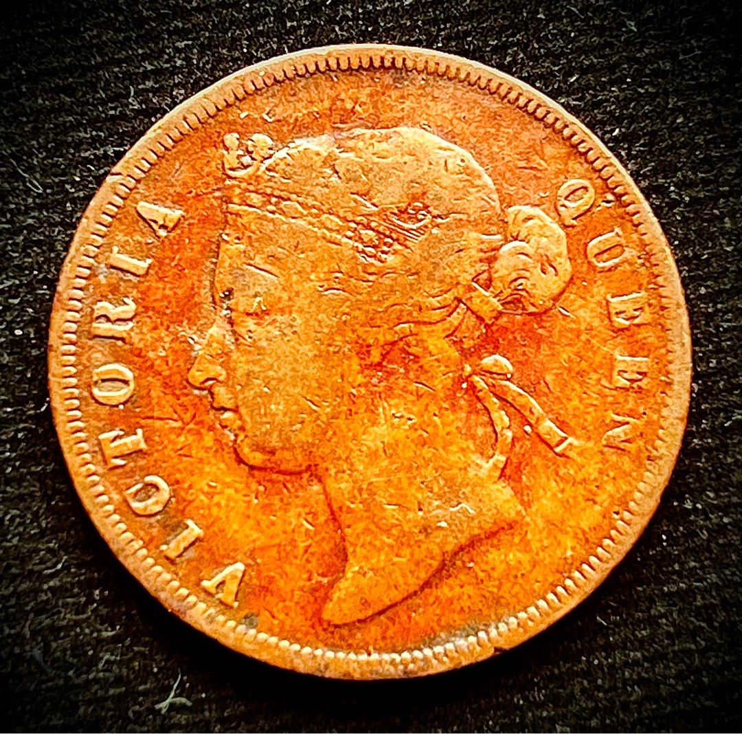 1875 Olden British Straits Settlements Queen Victoria ONE 1-Cent Copper ...