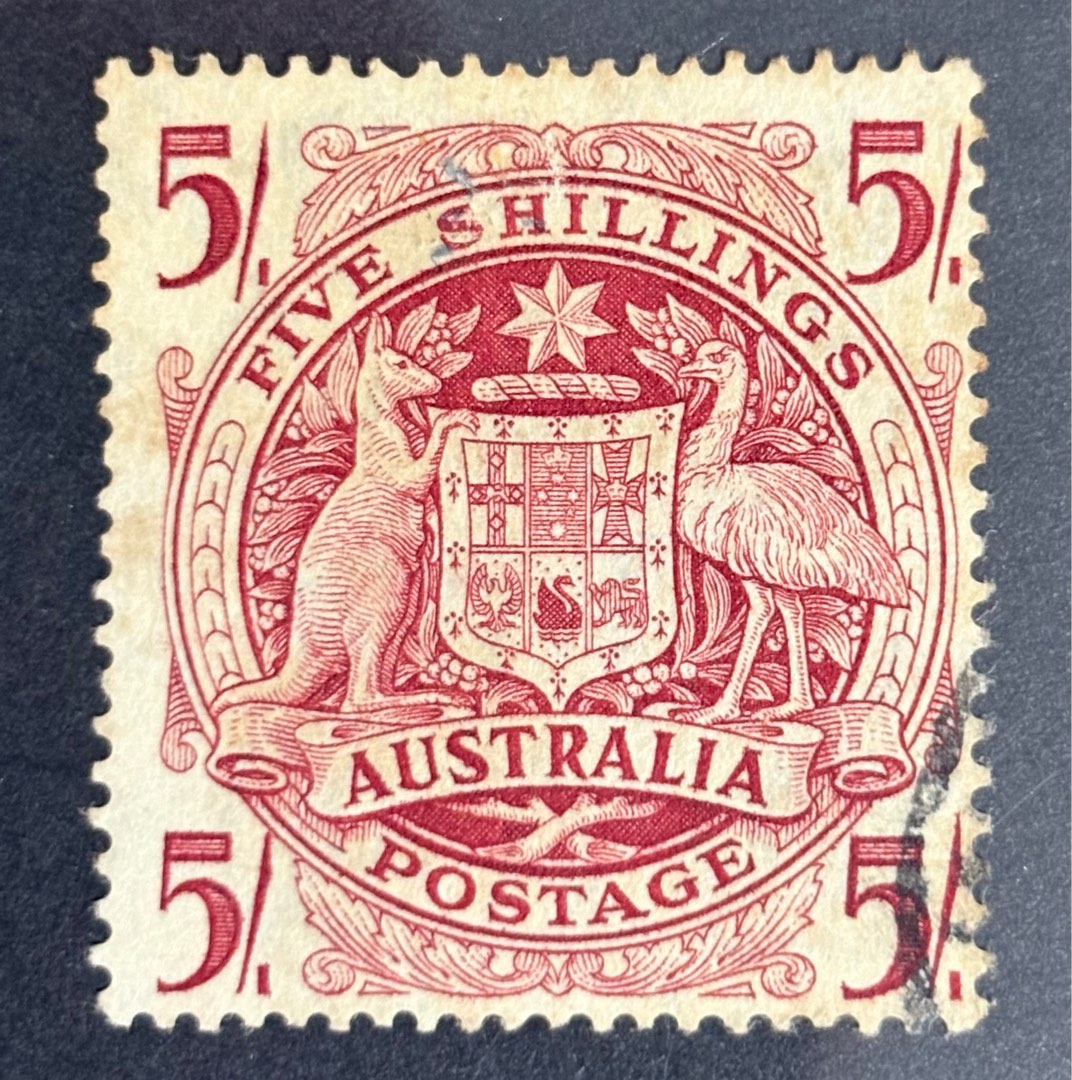 Australia hi value 5 shillings stamp postally fine used, Hobbies & Toys ...