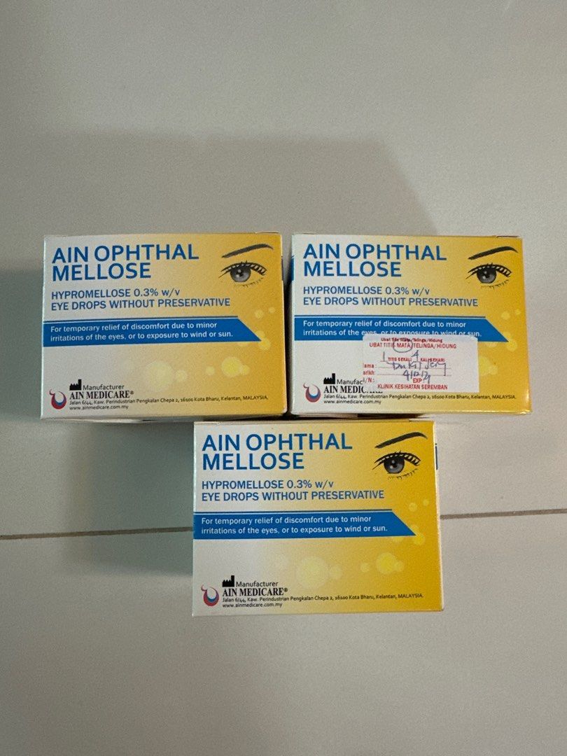 Brand new AIN OPHTHAL MELLOSE Eye Drops 3 boxes, Beauty & Personal Care ...