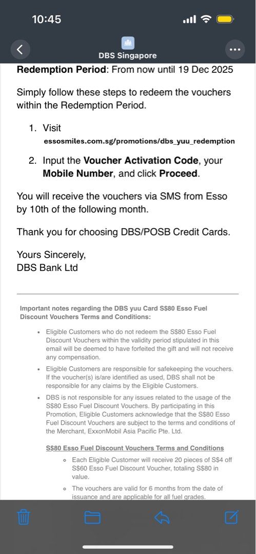DBS yuu Card S$80 Esso Fuel Discount Vouchers, Tickets & Vouchers ...