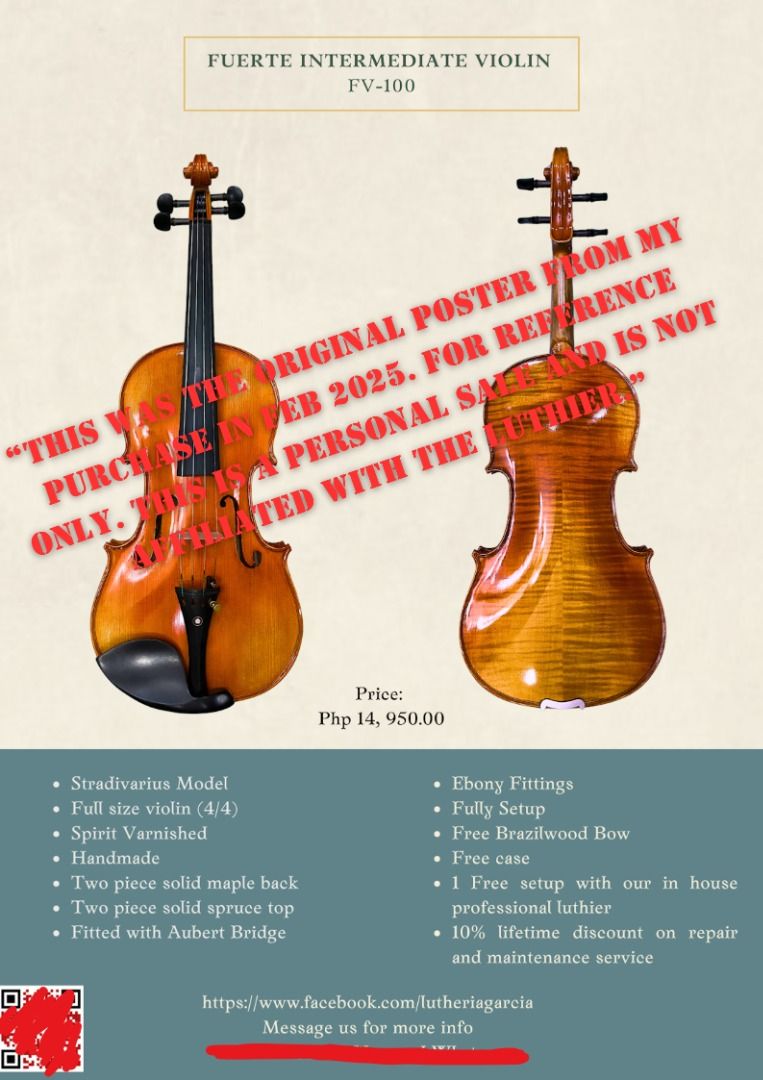 For Sale: Luthier-Made Full-Size Violin – ₱12,000, Hobbies & Toys ...