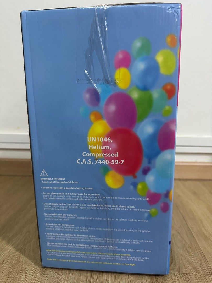 Helium Balloon Tank - 30 Balloons, Hobbies & Toys, Occasions & Party ...
