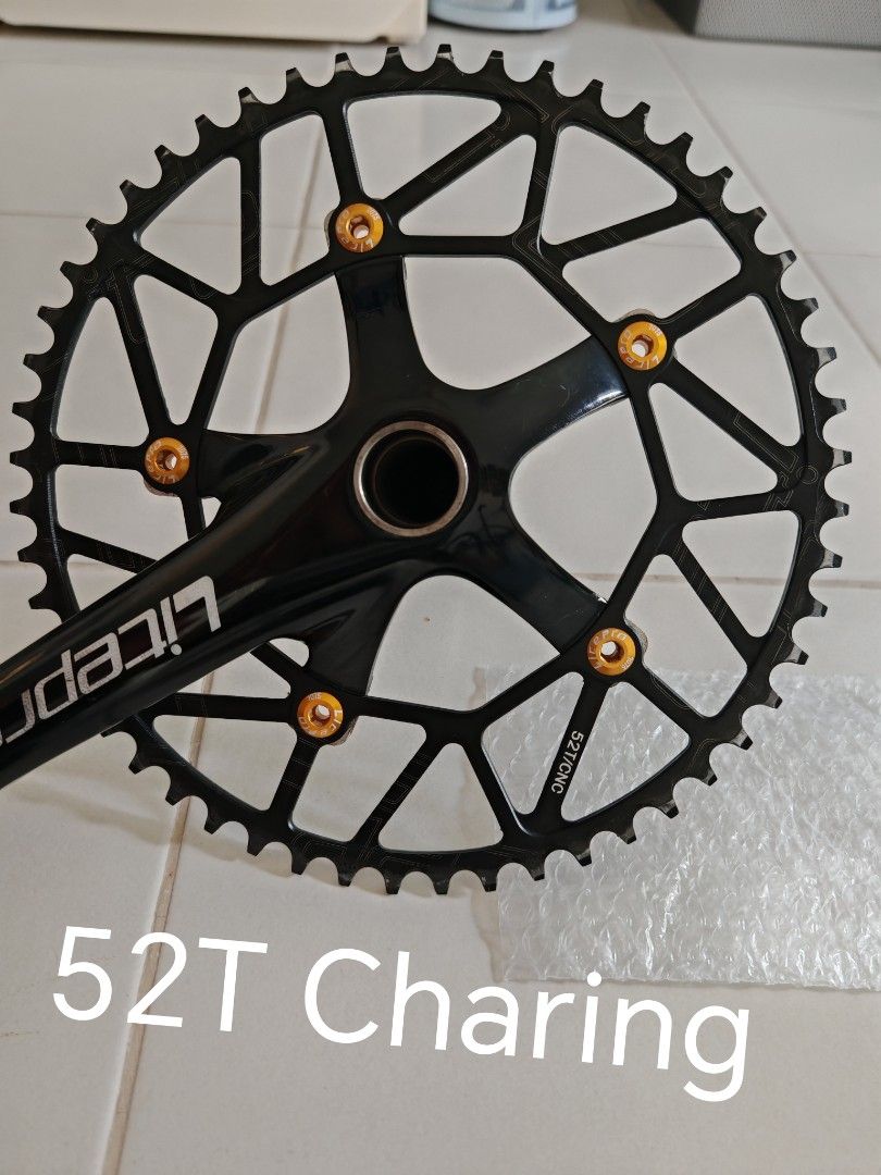 Litepro Hollowtech 52T Charing Crankset with Gold Bolts, Sports ...