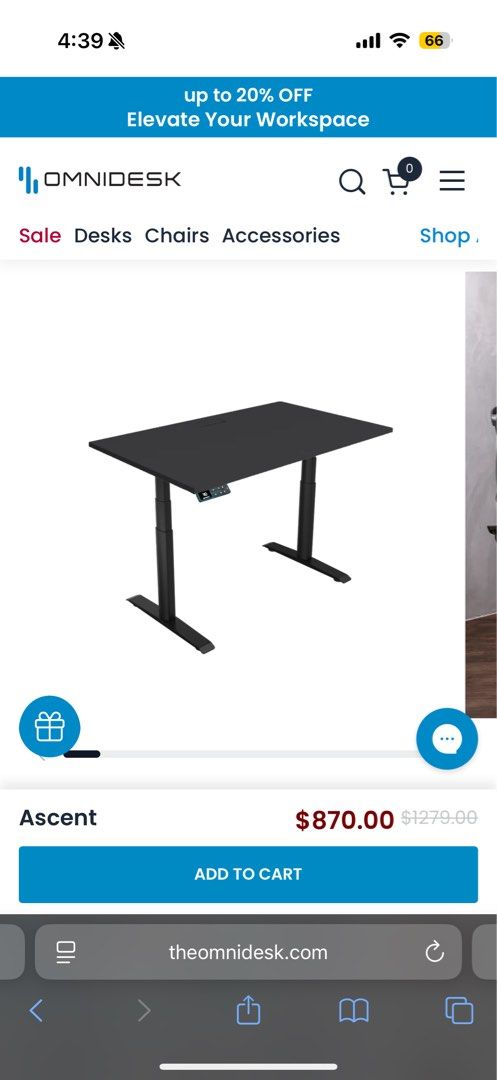 Omnidesk Ascent Standing Desk - Black, Furniture & Home Living ...