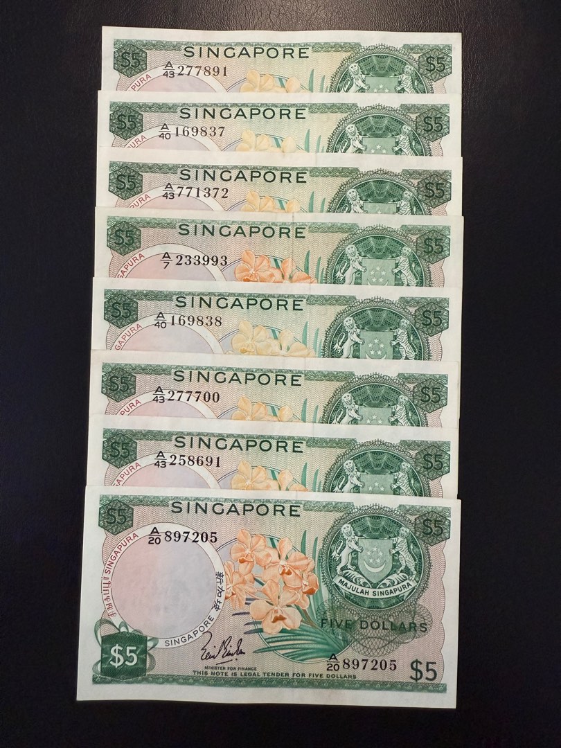 Orchid Series $5 Singapore Old Bank Notes, Hobbies & Toys, Memorabilia ...