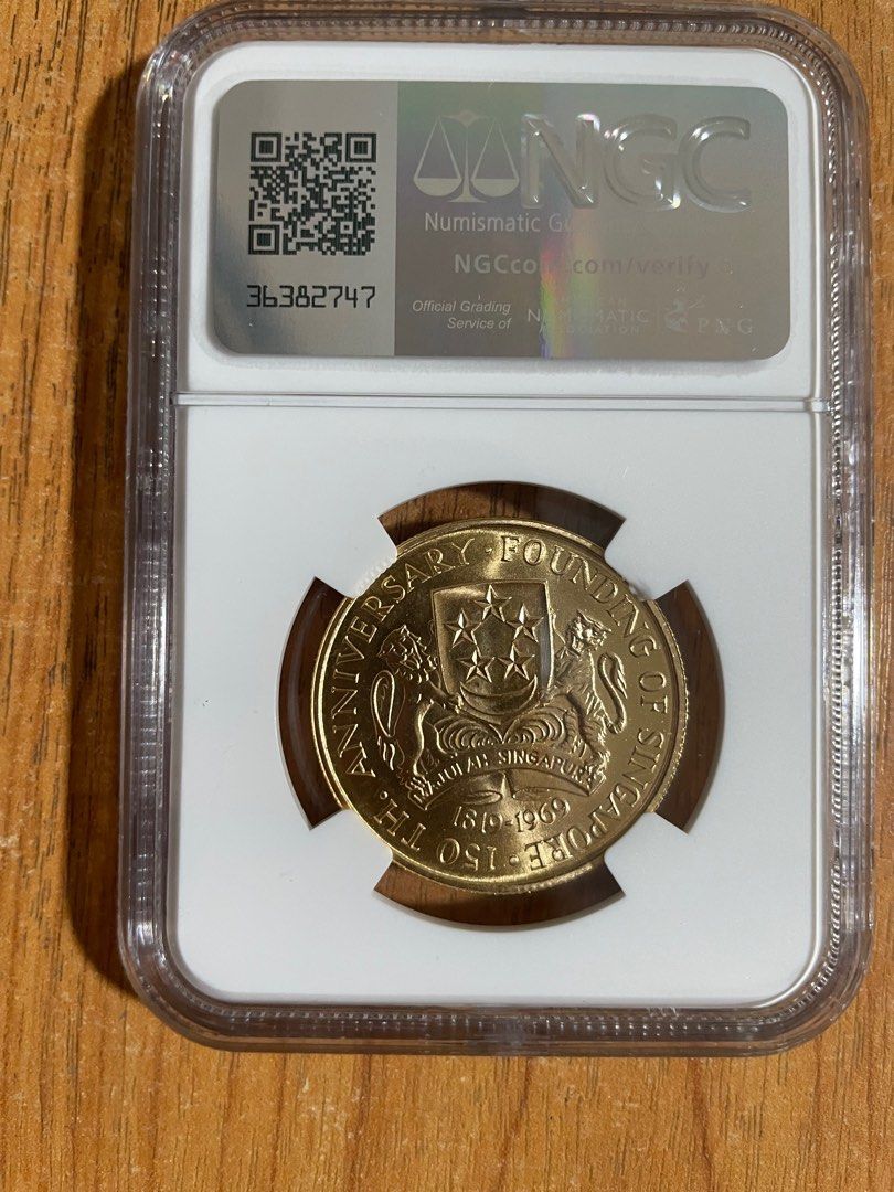 1969 Singapore $150 gold coin. NGC 66. Purity 91.6 %. Weight 24.88 ...