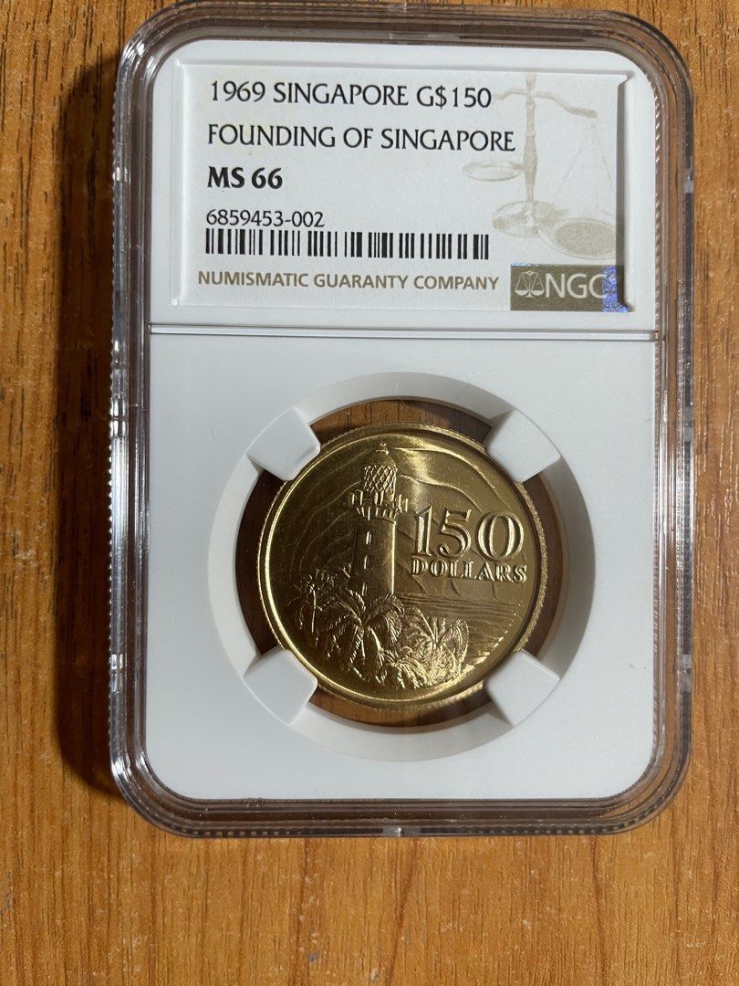 1969 Singapore $150 gold coin. NGC 66. Purity 91.6 %. Weight 24.88 ...
