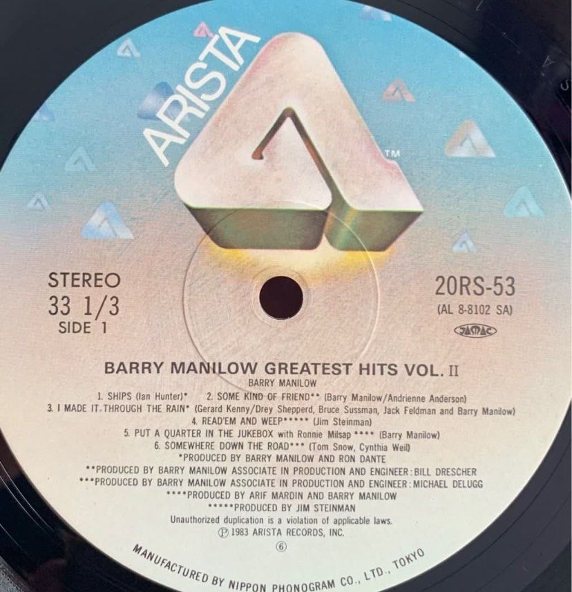 “1st Pressing” of Barry Manilow Greatest - Vinyl Record LP, Hobbies ...