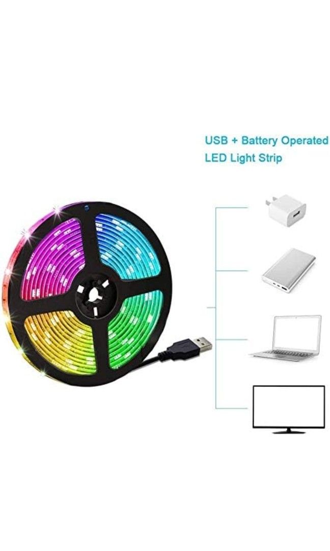 5V USB TV Back LED Light Strip With Remote Control Kit 5050 USB 2M ,3M, 4M, 5M, Furniture & Home ...