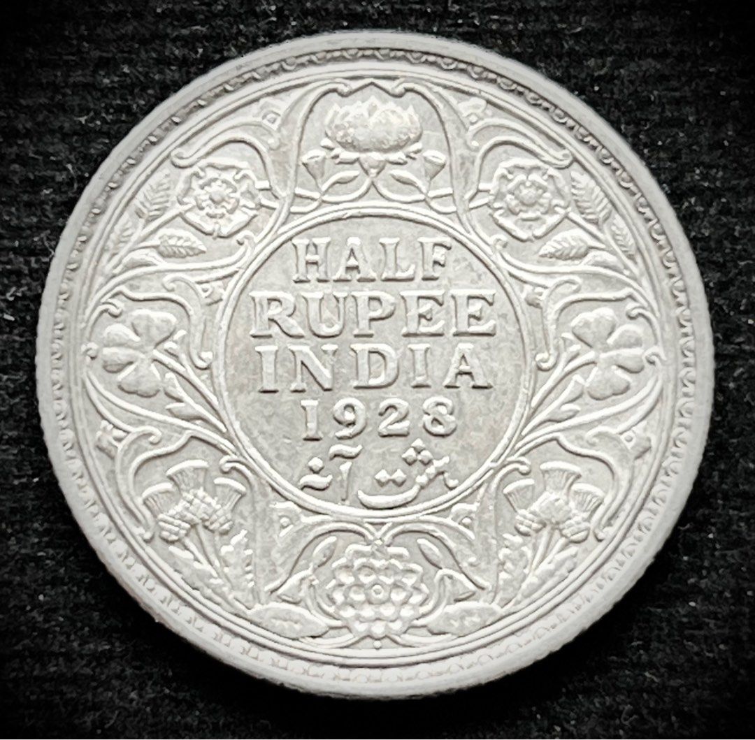1928 Old British India Raj Princely States King George V HALF ½-Rupee ...