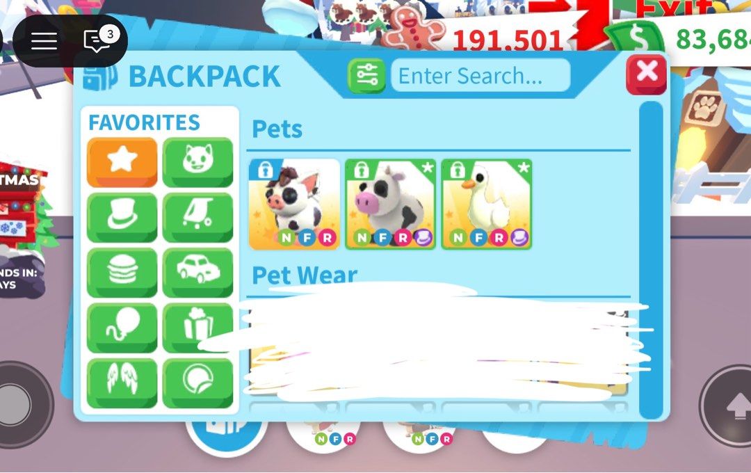 adopt me cow,mini pig,goose, Video Gaming, Video Games, Others on Carousell