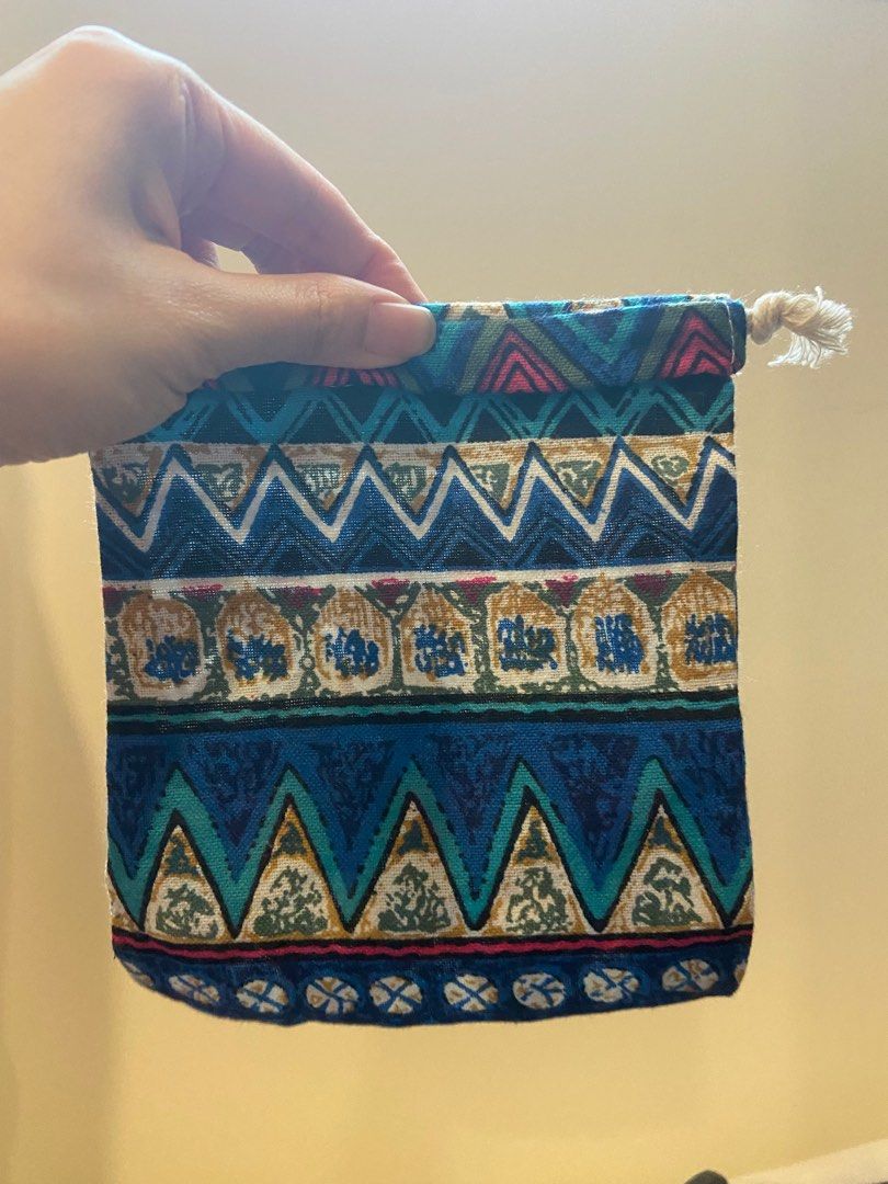 Blue tribal drawstring pouch, Hobbies & Toys, Occasions & Party ...