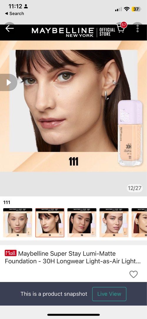Code 111 Maybelline Super Stay Lumi-Matte Foundation, Beauty & Personal ...