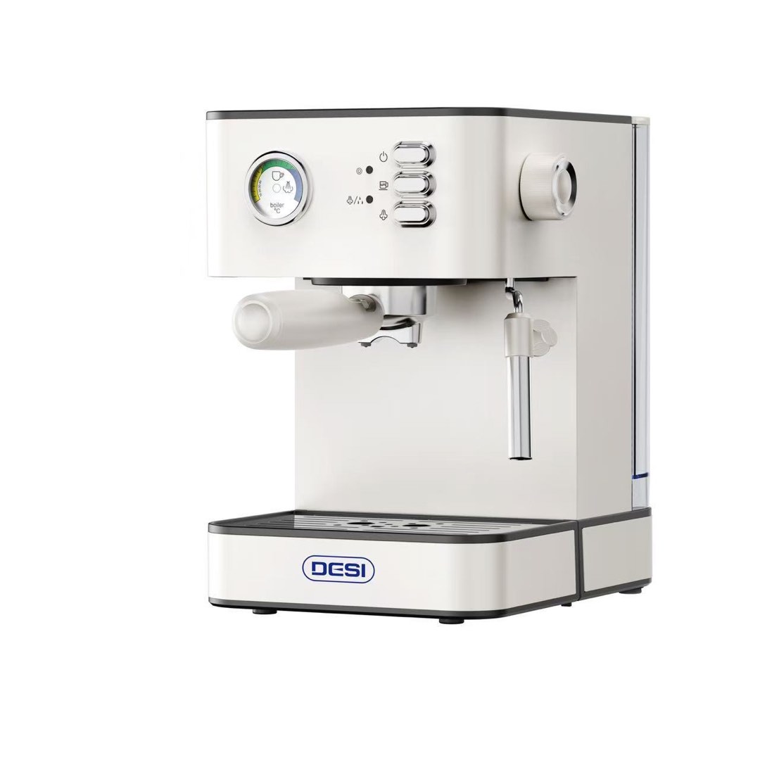 DESI 半自動咖啡機 打奶泡 濃縮意式咖啡 家用 復古 金屬 小型 expresso latte cappuccino Coffee ...