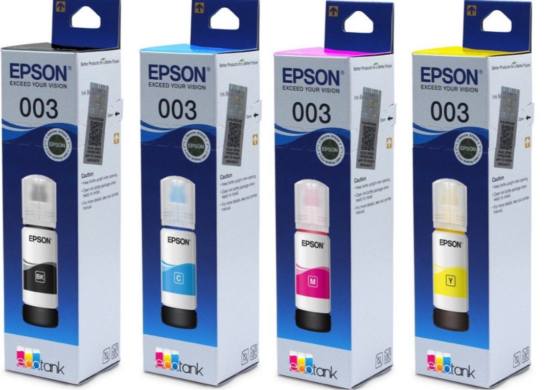 Epson 003 Ink Bottles - Black, Cyan, Magenta, Yellow, Computers & Tech ...