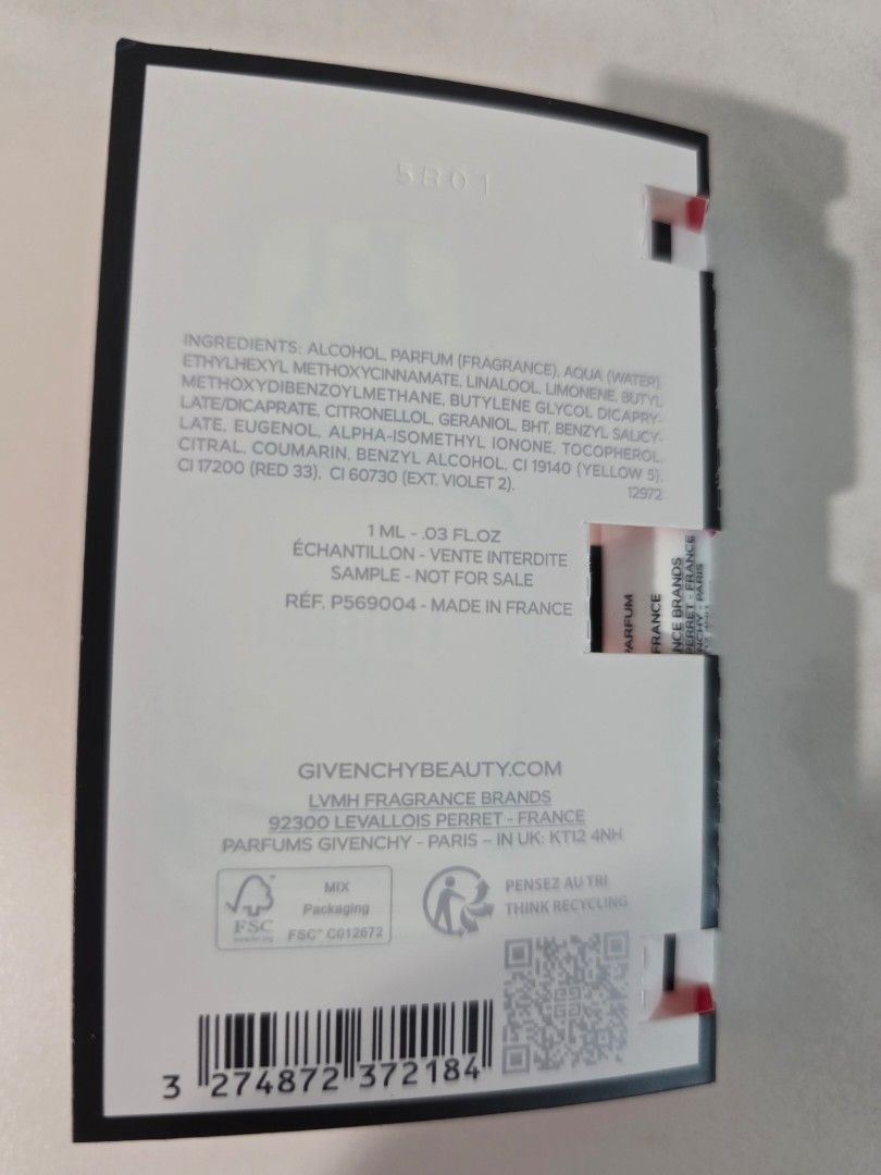 Givenchy L'Interdit Eau de Parfum Sample, Beauty & Personal Care ...