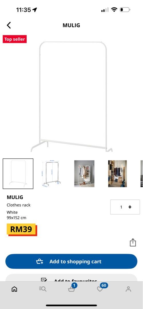 IKEA MULIG Clothes Rack - White, Furniture & Home Living, Furniture ...