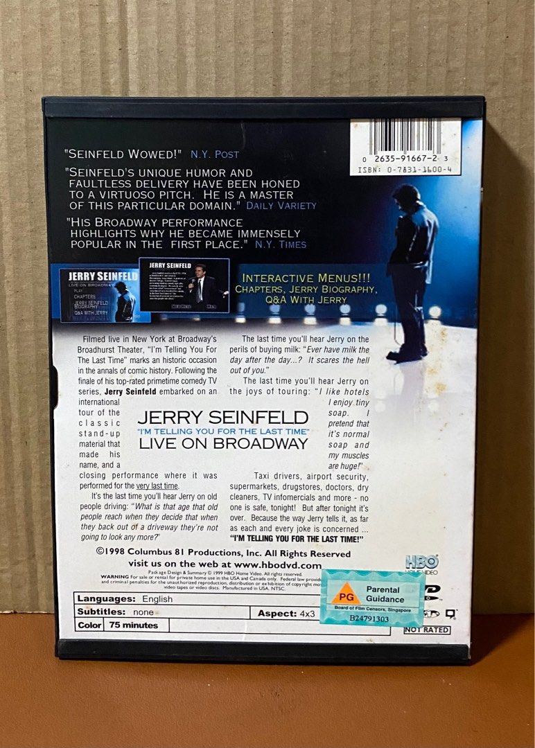 Jerry Seinfeld Live on Broadway: I'm Telling You for the Last Time ...