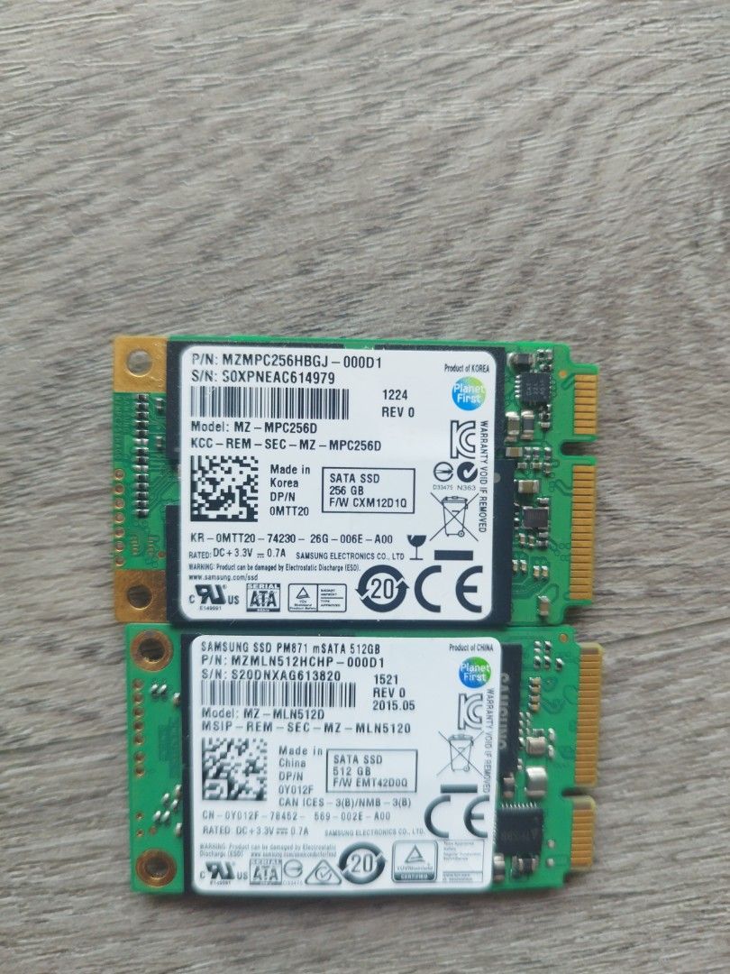 mSATA SSD- 24GB/256GB/512GB, Samsung / SK / Toshiba / Micron / LiteOn ...
