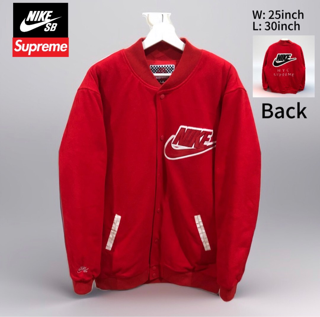 Nike SB Supreme Varsity Jacket Red, Men's Fashion, Coats, Jackets and ...