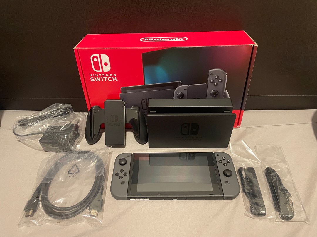 Nintendo Switch Grey V2 (Full Set), Video Gaming, Video Game Consoles ...