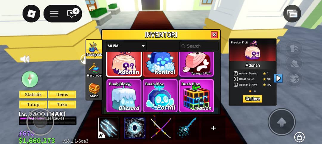 Permanent Blox Fruits - Blizzard, Gravitasi, Adonan, Creation, Spider ...