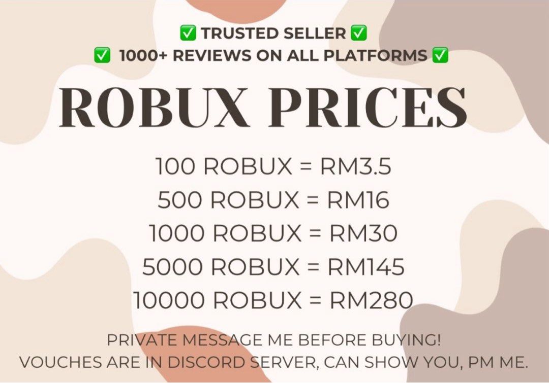 1K = RM25 | CHEAPEST ROBLOX ROBUX (GIFTING AND TAX COVERED) | DISCORD ...