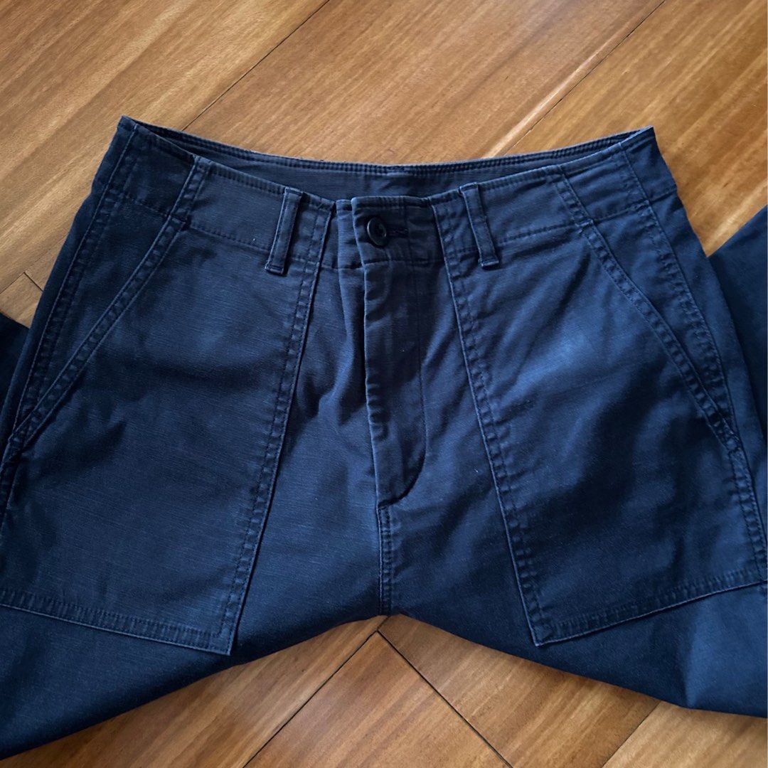 (clearance sale) Uniqlo Navy Blue Cargo Baker Straight Pants Trousers ...