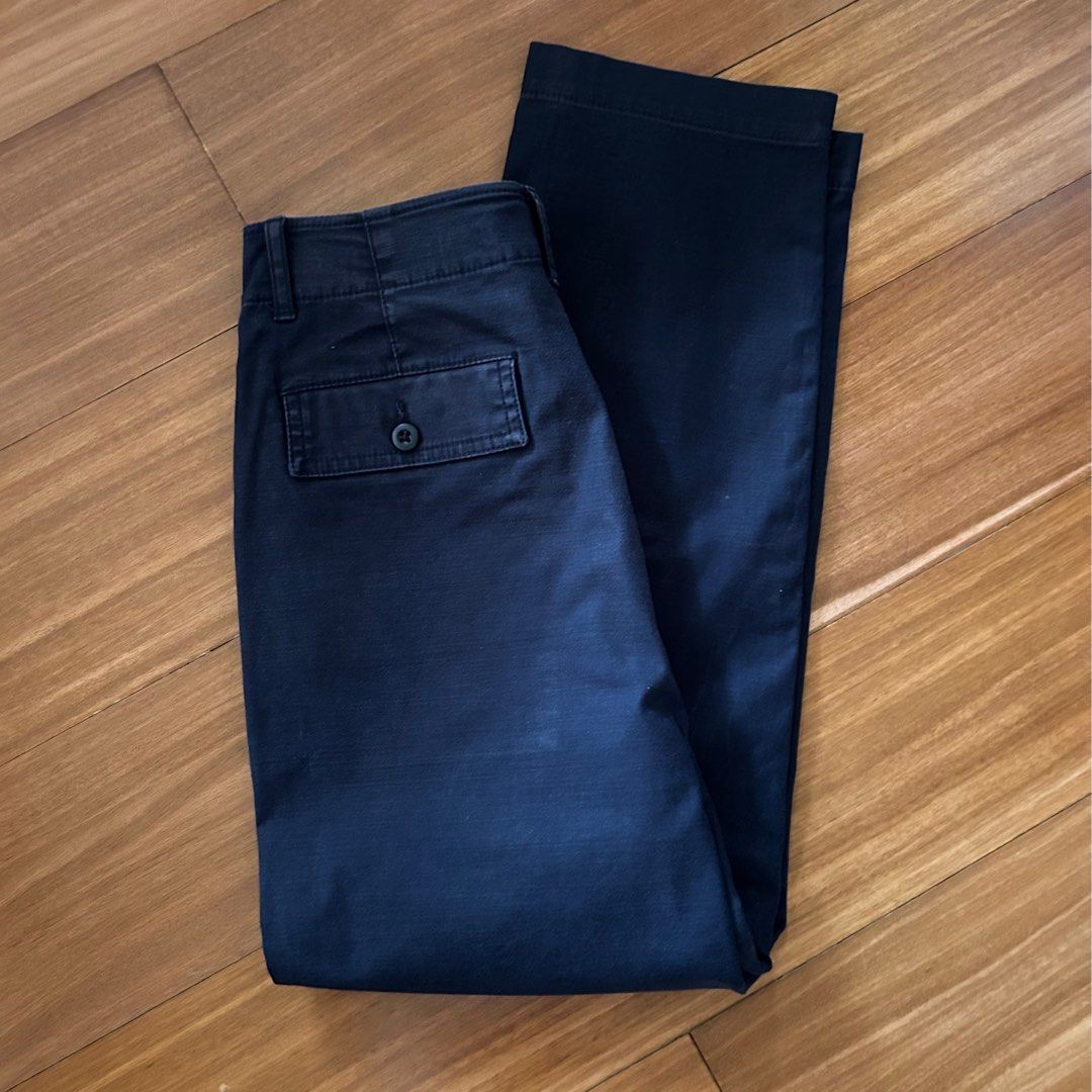 (clearance sale) Uniqlo Navy Blue Cargo Baker Straight Pants Trousers ...
