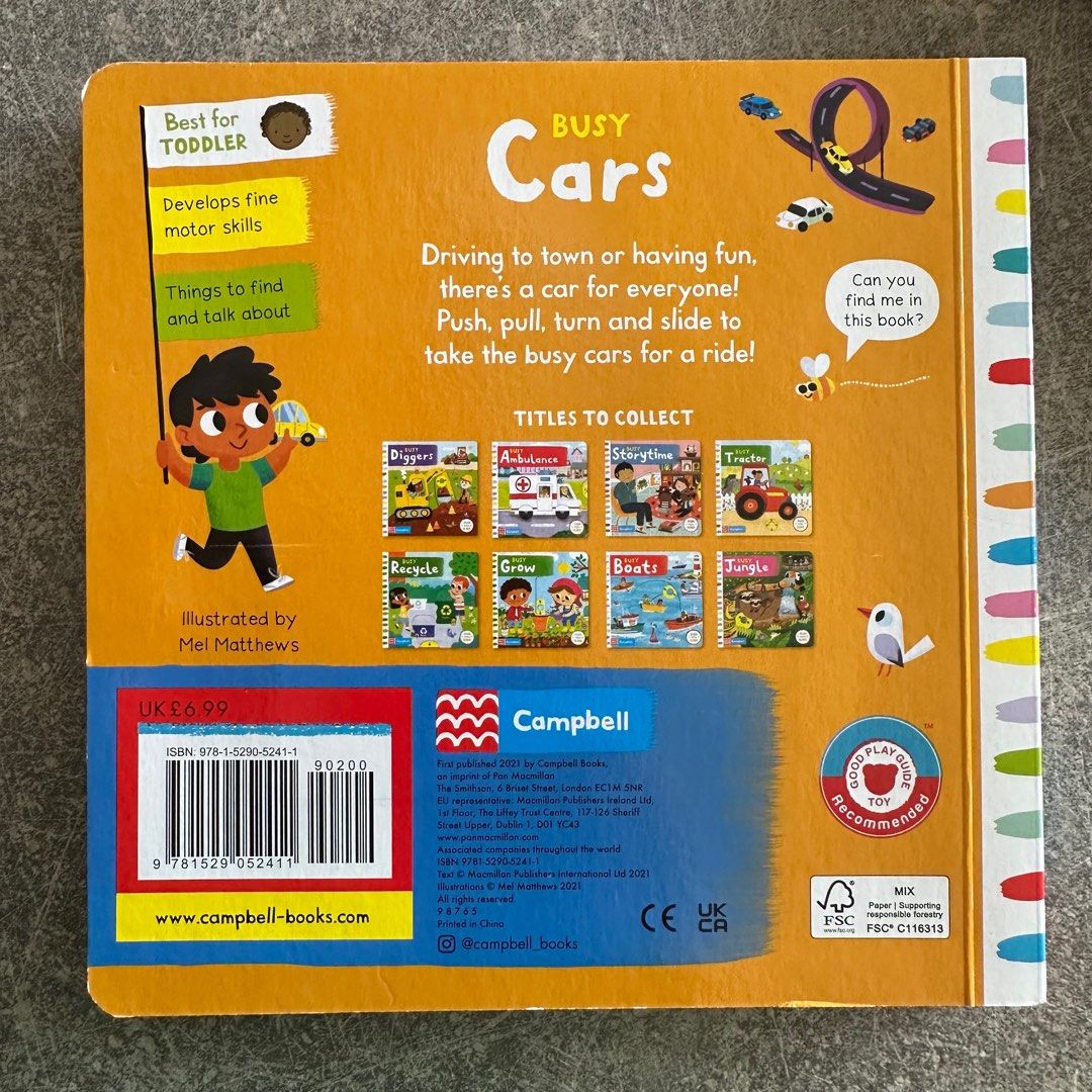 Busy Cars Push, Pull, Slide Book by Campbell, Hobbies & Toys, Books ...