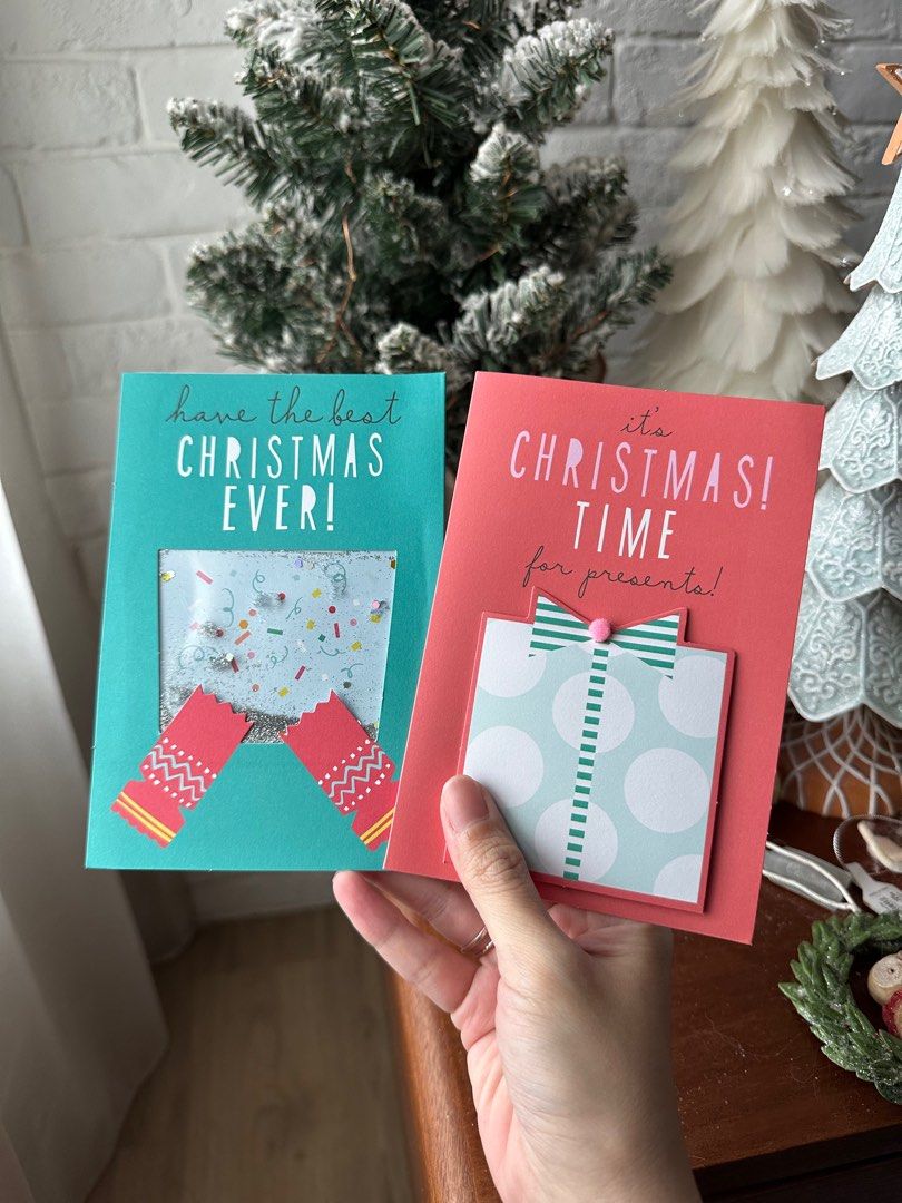 Christmas Card - gift present tree glitter ikea floral bird robin ...