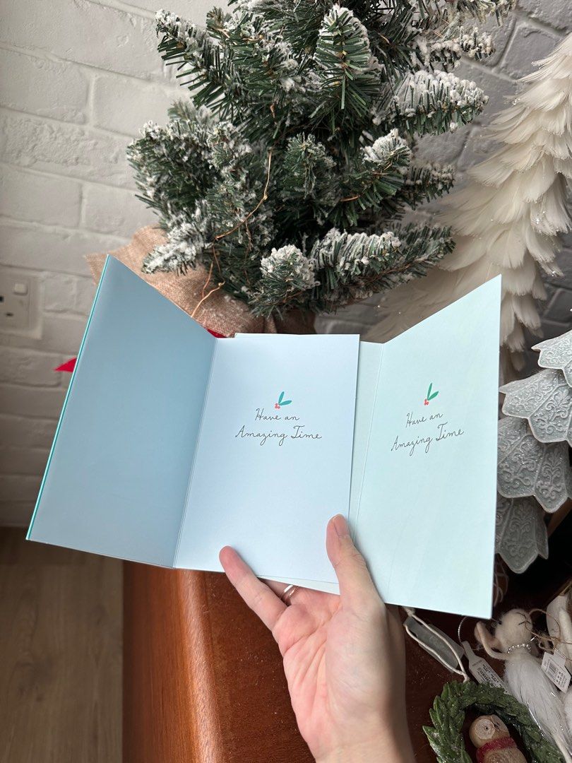 Christmas Card - gift present tree glitter ikea floral bird robin ...