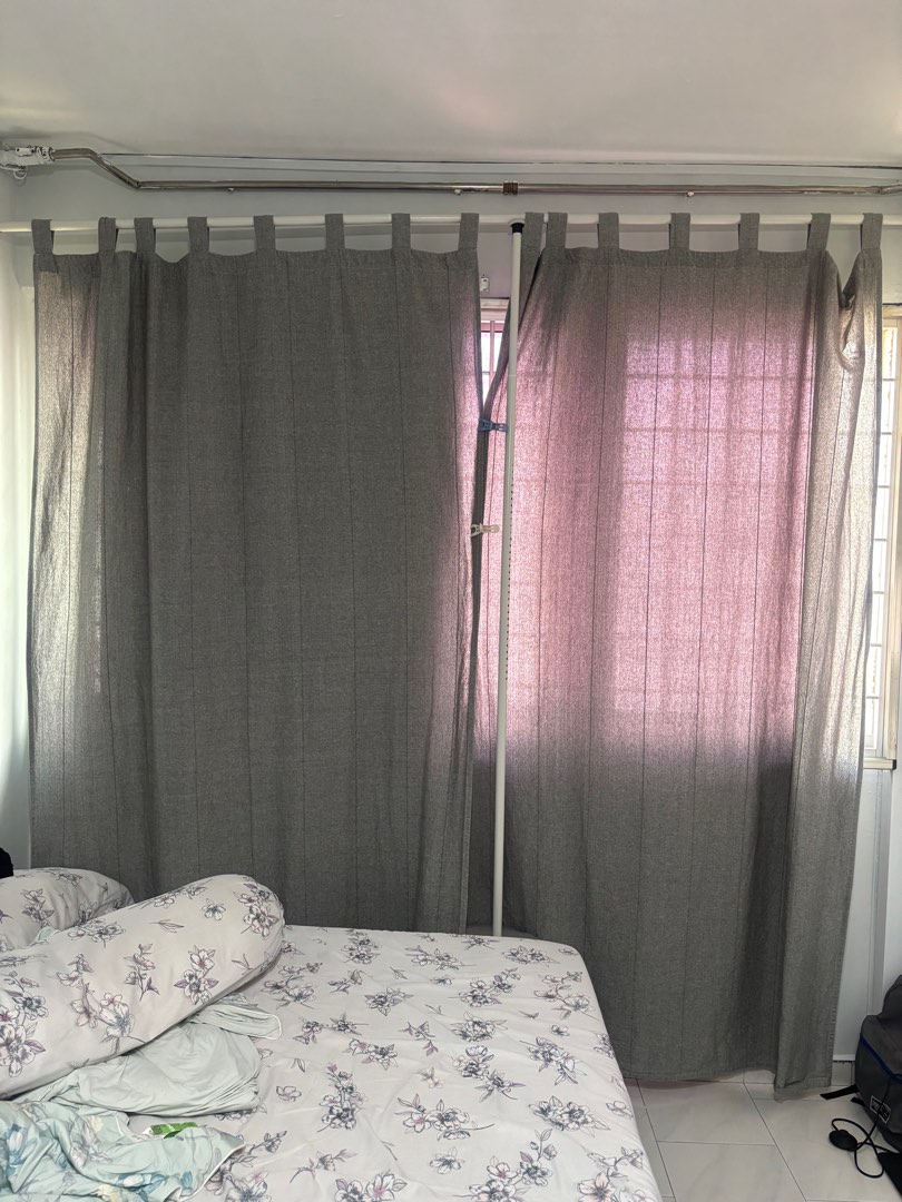 IKEA Grey Tab Top Curtains - 2 Panels, Furniture & Home Living, Home ...
