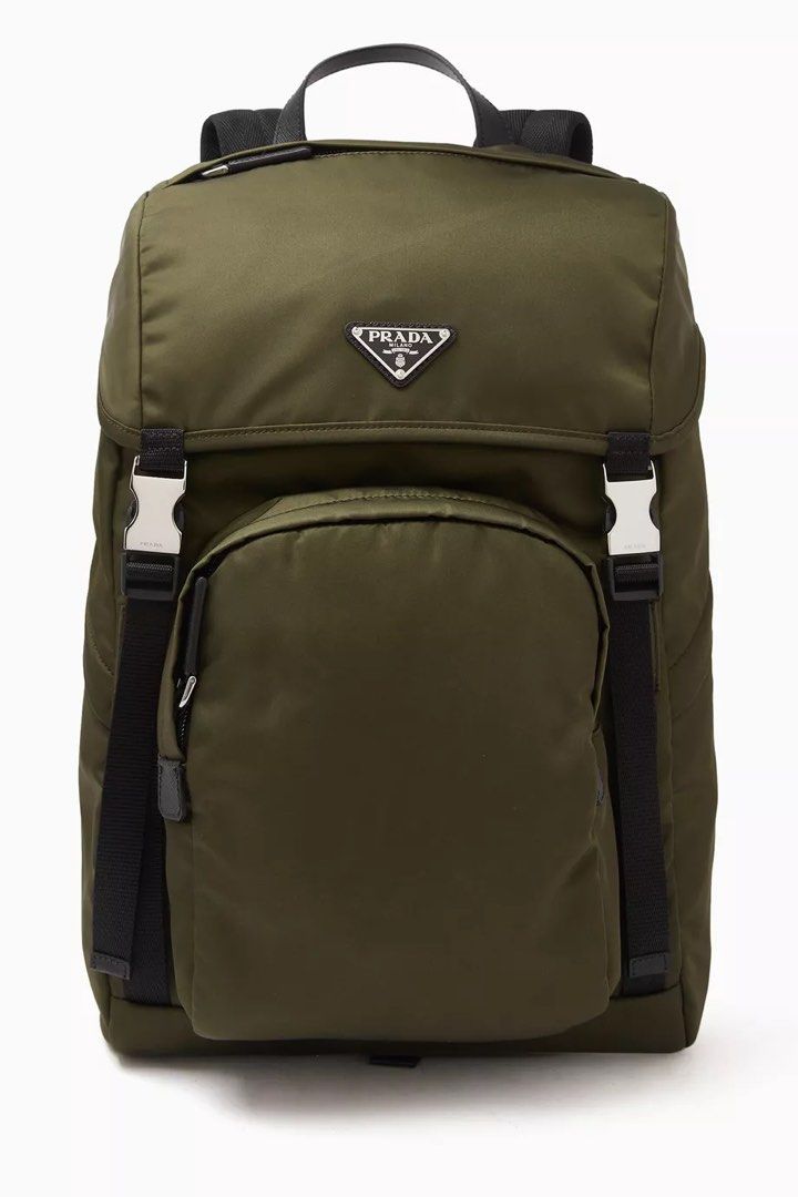 Prada Re-Nylon and Saffiano Leather Backpack - Tundra Green, Luxury ...