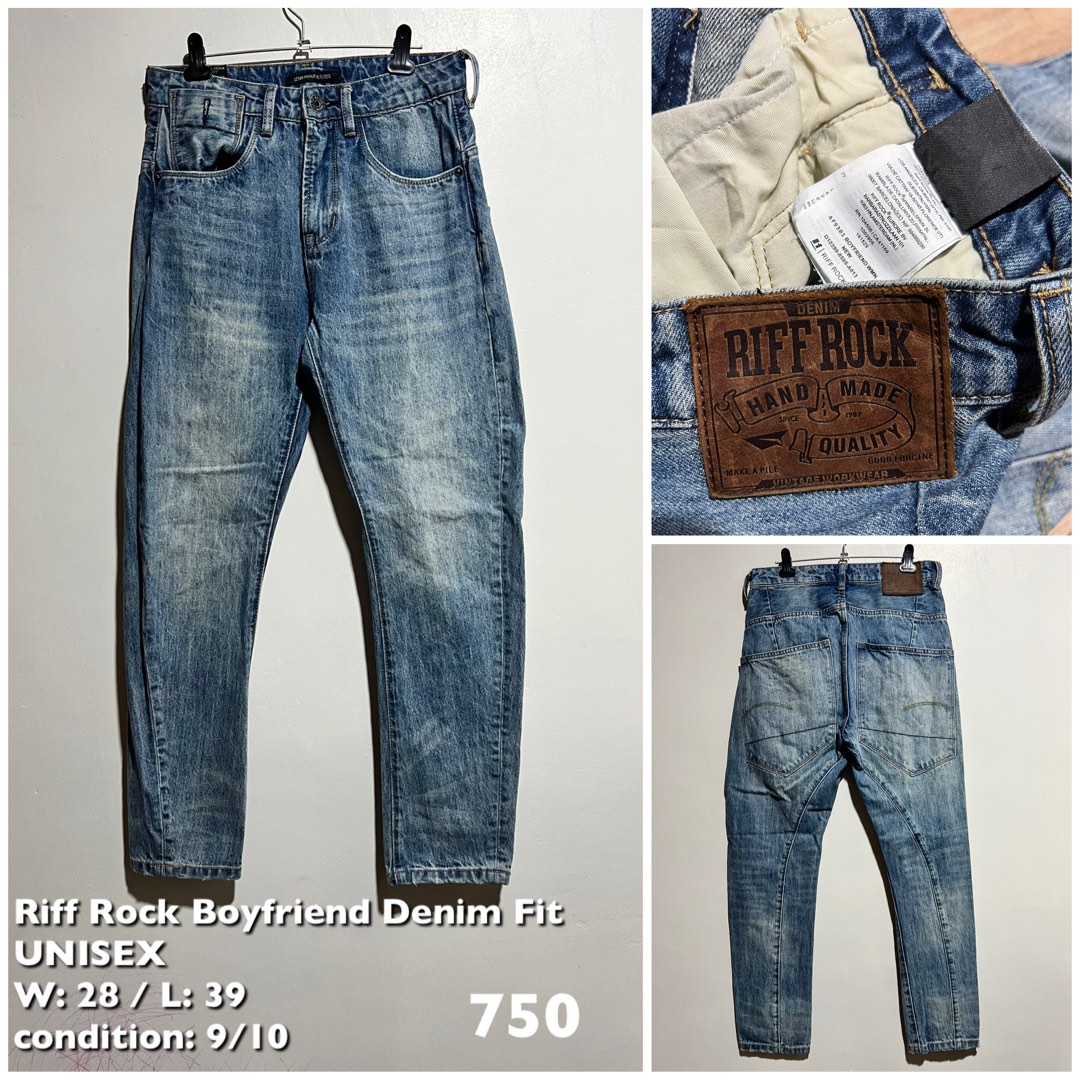 Riff Rock Boyfriend Denim Fit Jeans - Unisex, Women's Fashion, Bottoms ...