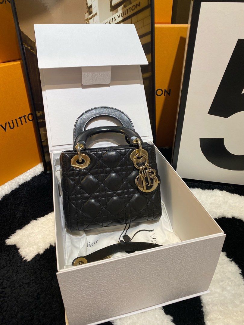 (SG READY STOCK)100% authentic Lady Dior mini black cannage lambskin ...