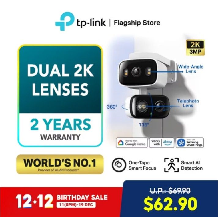 TP-Link Dual Lens Security Camera - 2K Resolution, Furniture & Home ...