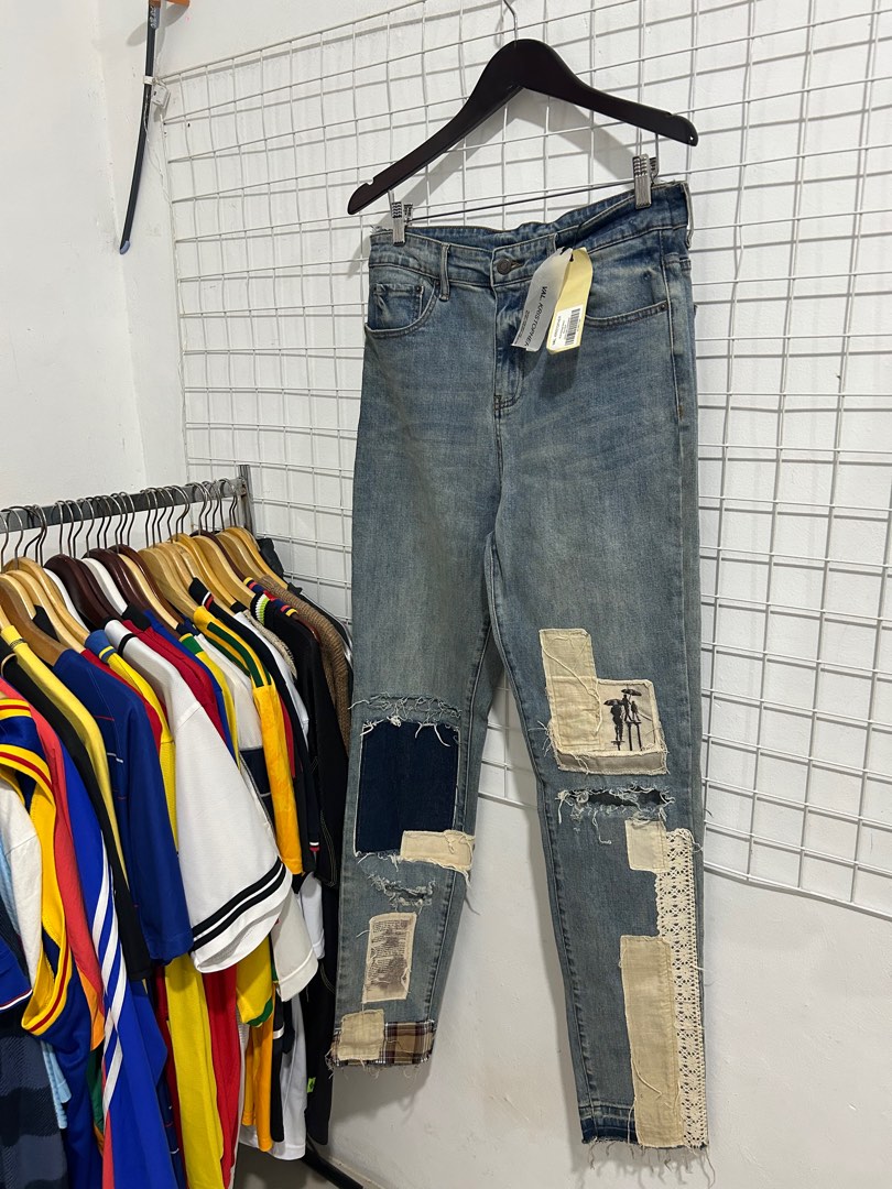 Val Kristopher Multi Patched Denim Jeans - Blue Sand, Women's Fashion ...
