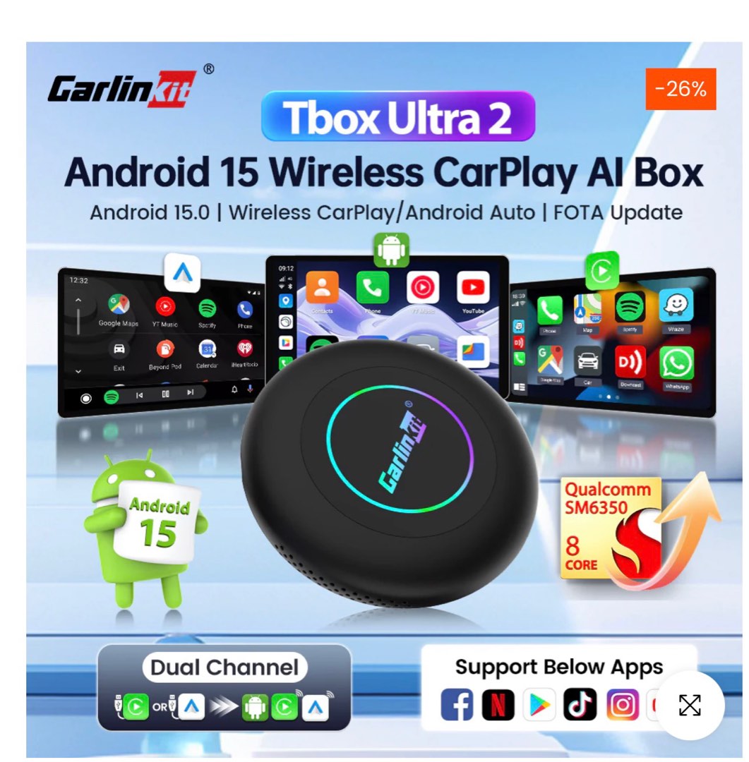 Carlinkit TBox Ai box Ultra 2 8+128GB Android 15, Car Accessories ...