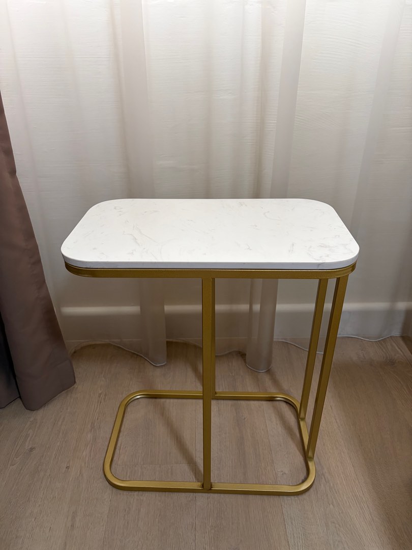 Gold Frame Side Table with Marble Top, Furniture & Home Living ...