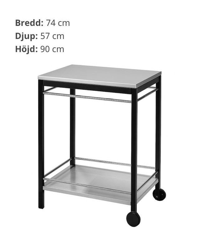 IKEA Klasen Metal Table Trolley Cart Kitchen Indoor Outdoor Mini Island ...