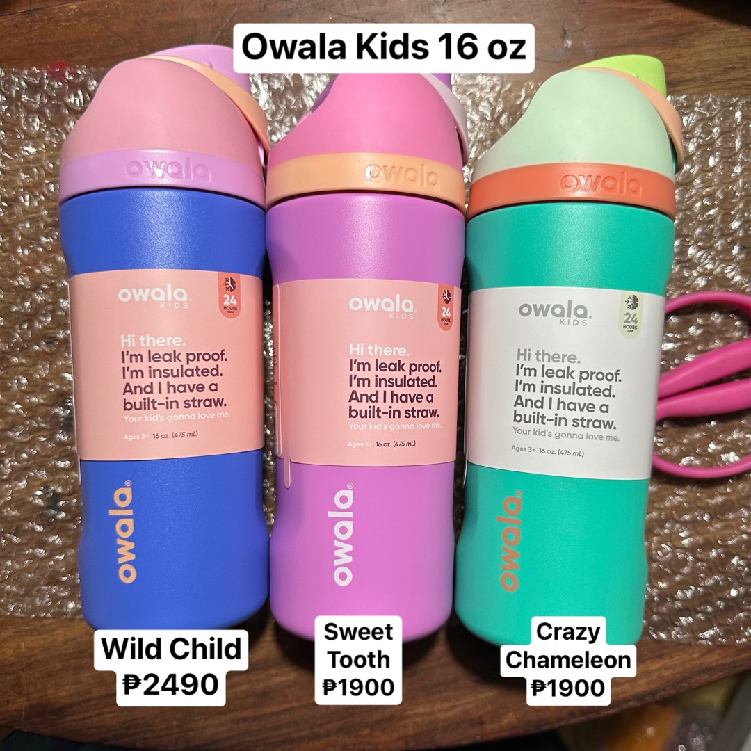 Owala Kids 16 oz (Wild Child, Sweeth Tooth & Crazy Chameloen ...