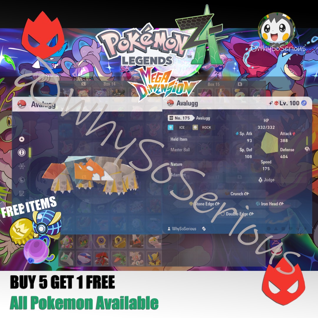 Pokemon Legends ZA 6IV Battle Ready Shiny Alpha Hisui Avalugg, Video ...
