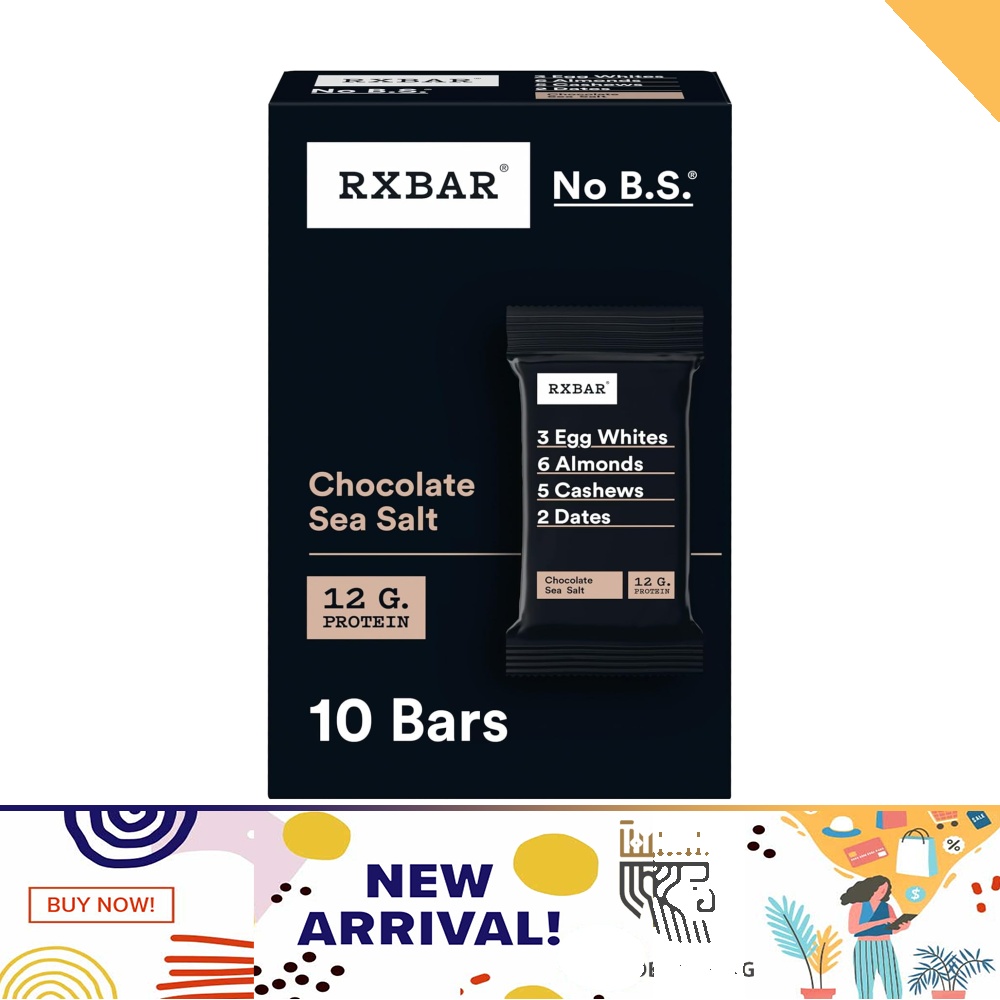 RXBAR Protein Bars, Protein Snack, Snack Bars, Chocolate Sea Salt, 18 ...