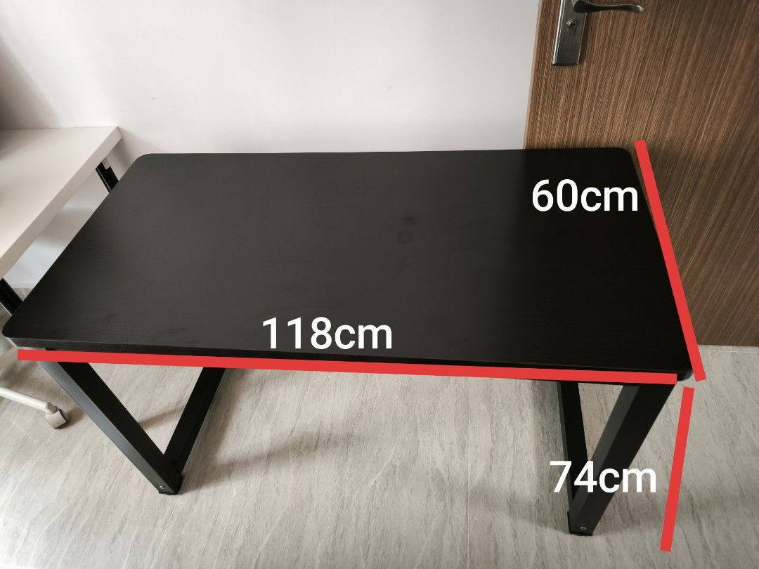 Black Study Table - 118cm x 60cm, Furniture & Home Living, Furniture ...
