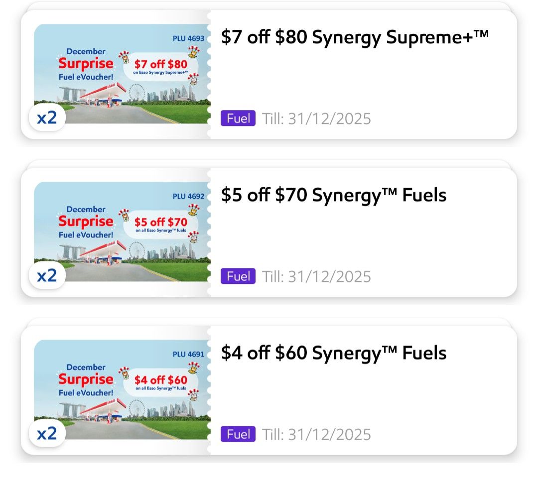 Fuel e-Voucher - $7/$5/$4 off, Tickets & Vouchers, Vouchers on Carousell