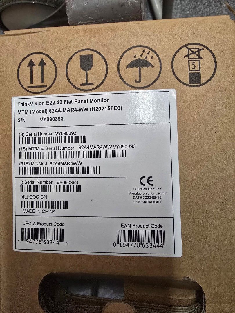 Lenovo ThinkVision E22-20 Flat Panel Monitor, Computers & Tech, Parts ...