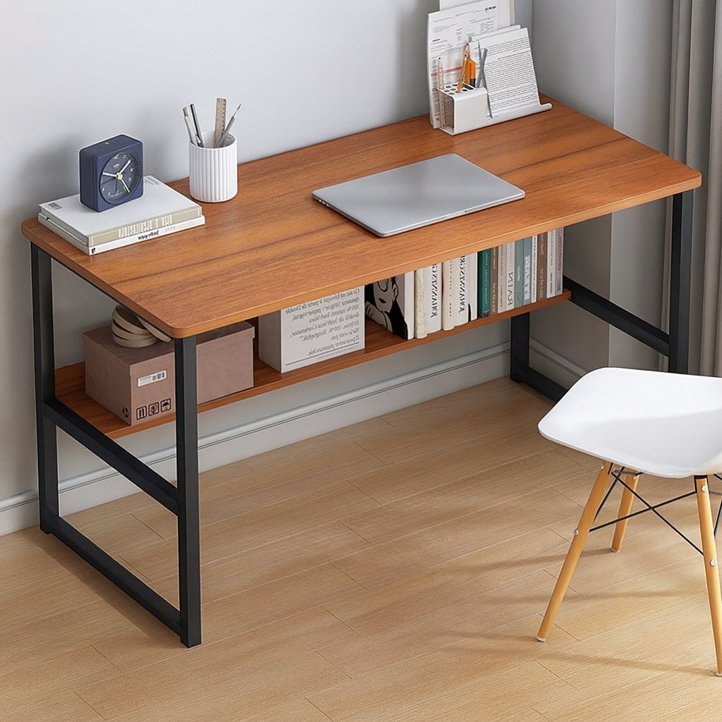 Office Computer Study Desk | Modern Workstation With Bookshelf ...